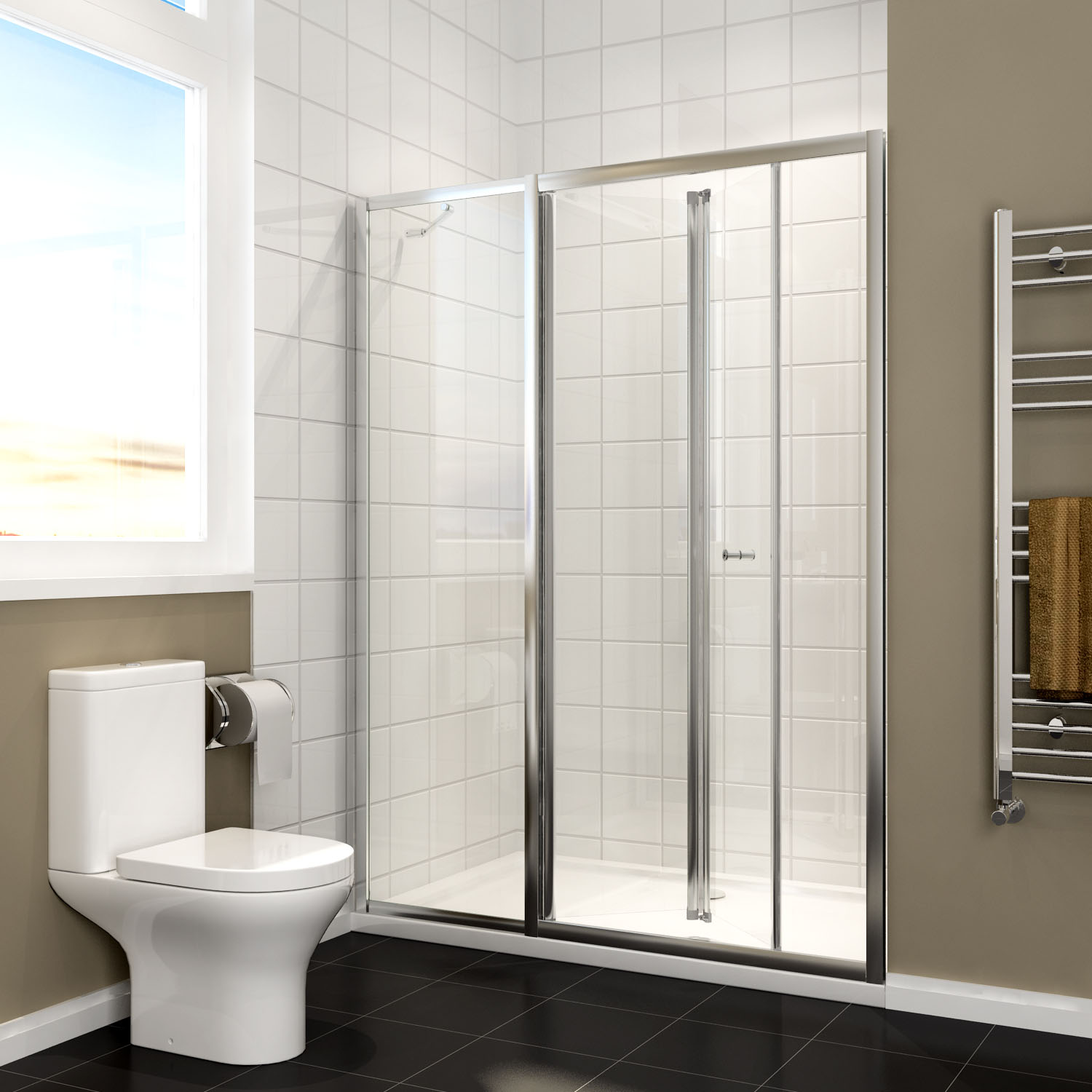 Shower Screen Enclosure Wall to Wall Bifold Door Various Size 800 ...