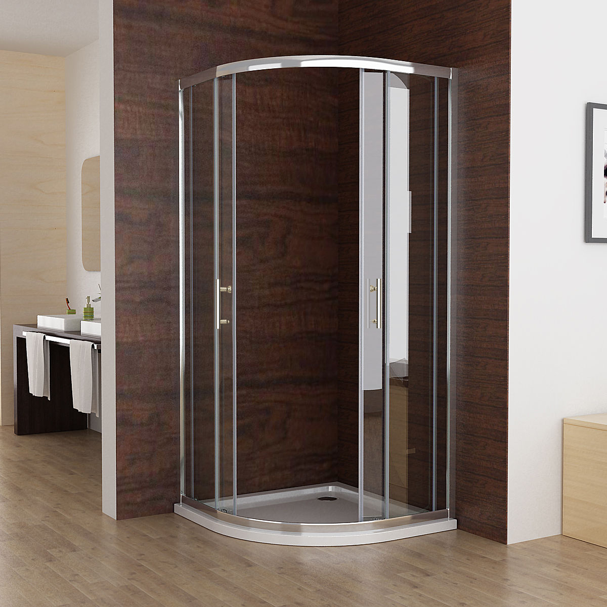 Bathroom Curved Sliding Shower Enclosure Optional Matching Base 80/90 ...