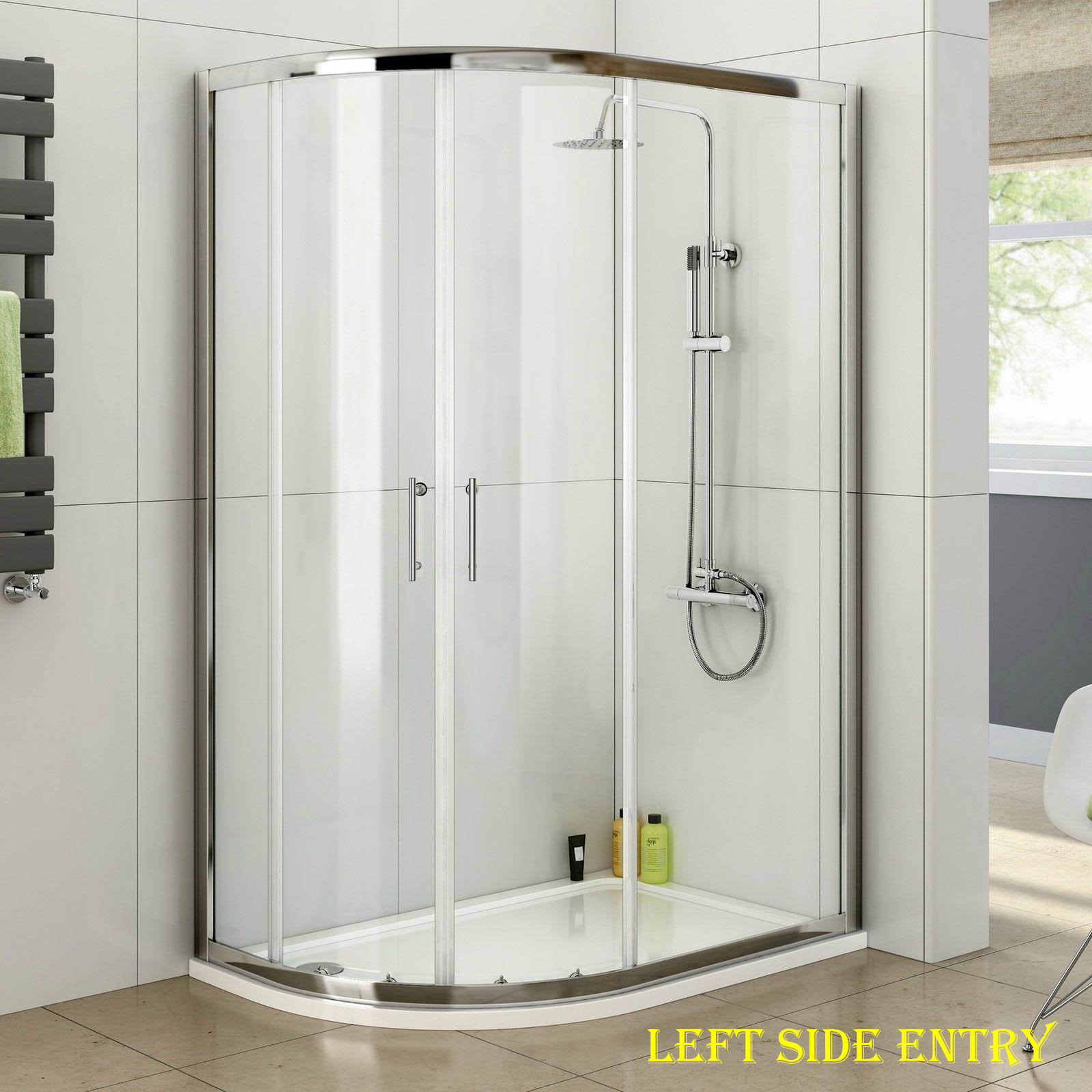 Curved Sliding Shower Screen Bath Toughen Glass Optional Base 80 90