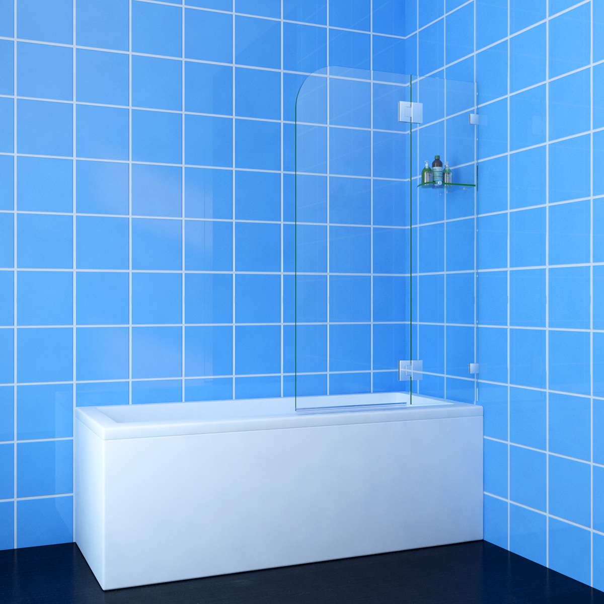 Over Bath 10mm Glass Frameless Square Shower Screen Swing bath Panel ...